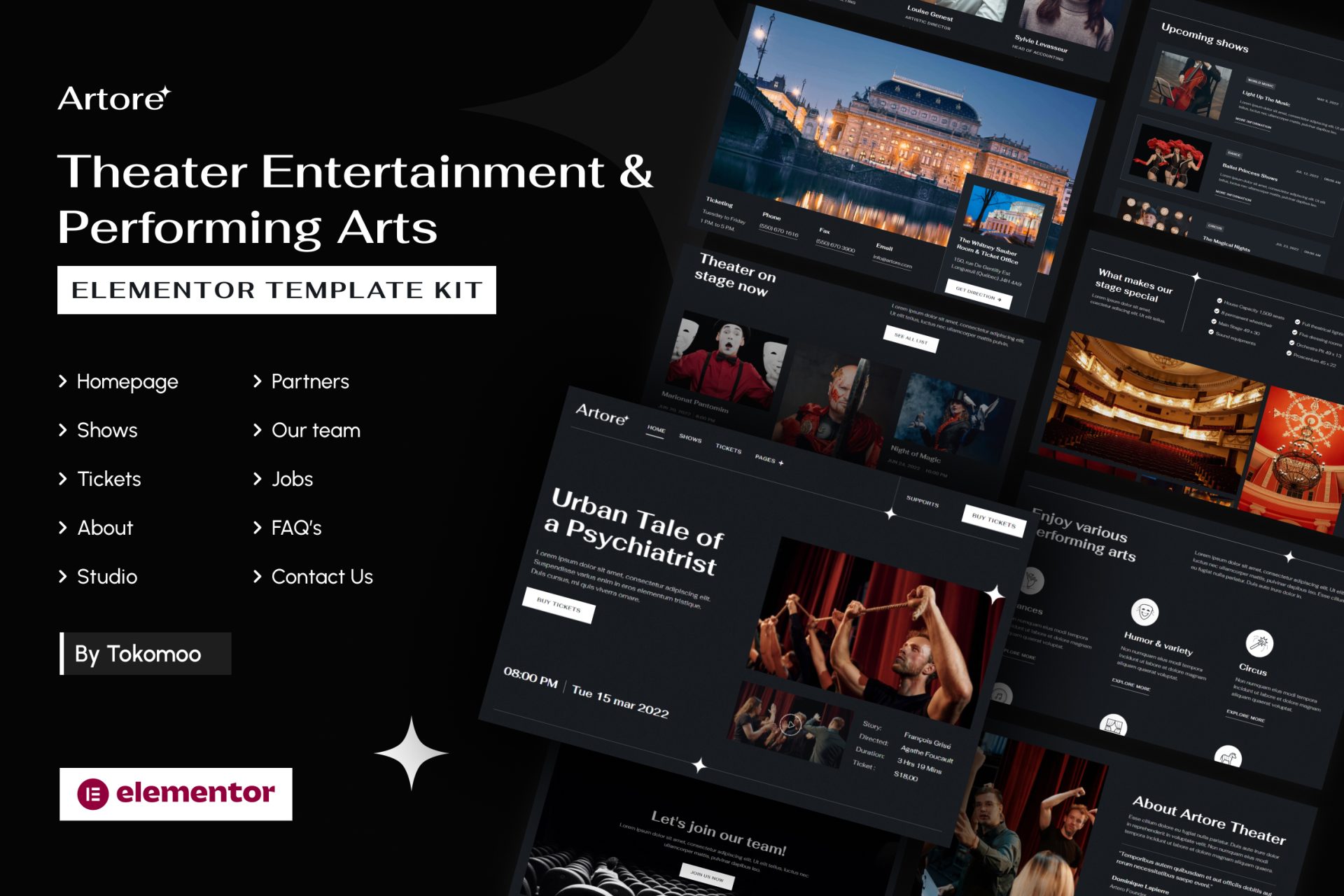 Artore - Theater Entertainment & Performing Arts Elementor Template Kit ...
