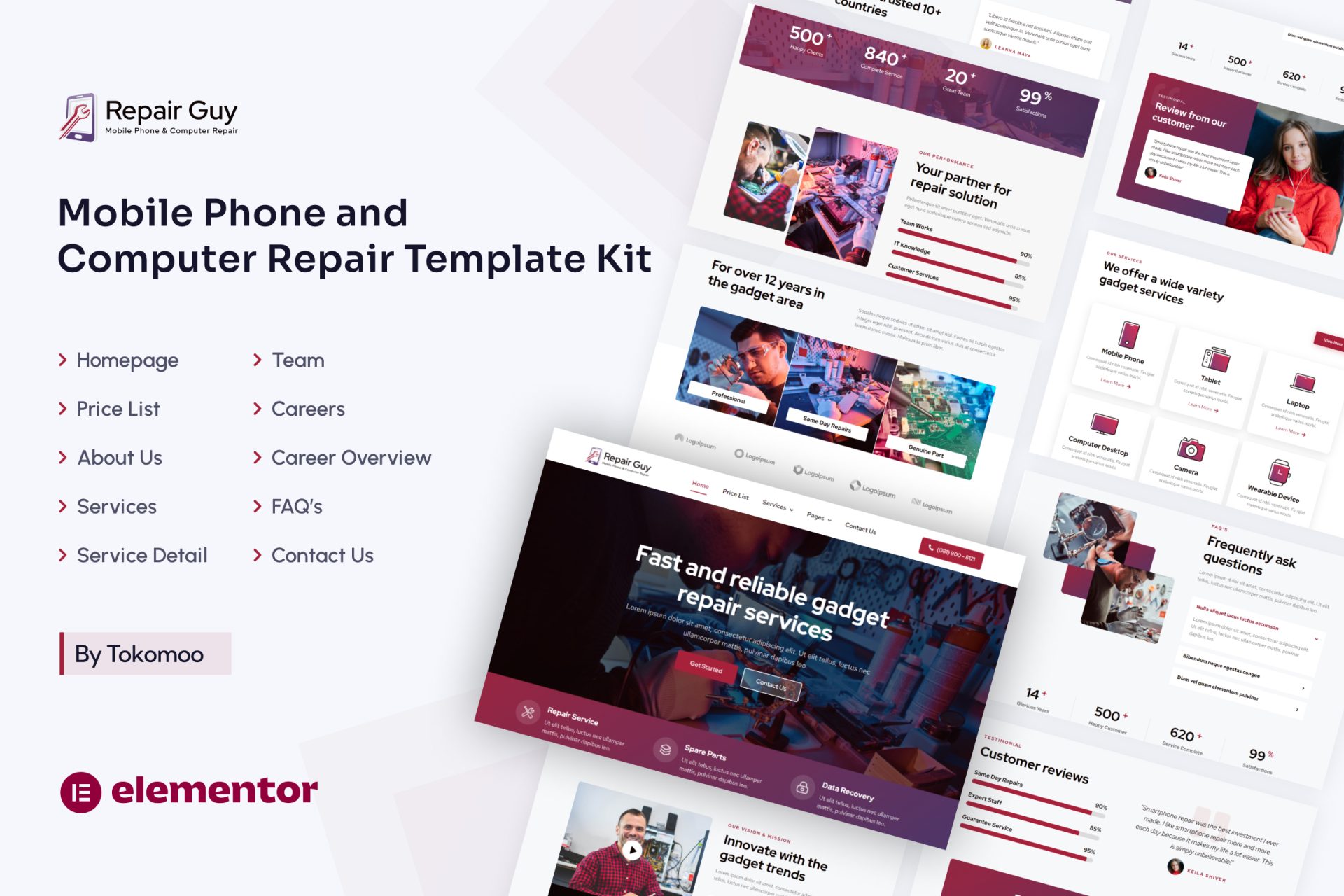 Repair Guy - Mobile Phone & Computer Repair Elementor Template Kit - TokoMoo
